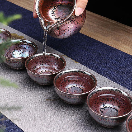 Succulent Jian Zhan Tenmoku Tea Set – Sage Green Handmade Tea Cup with ...