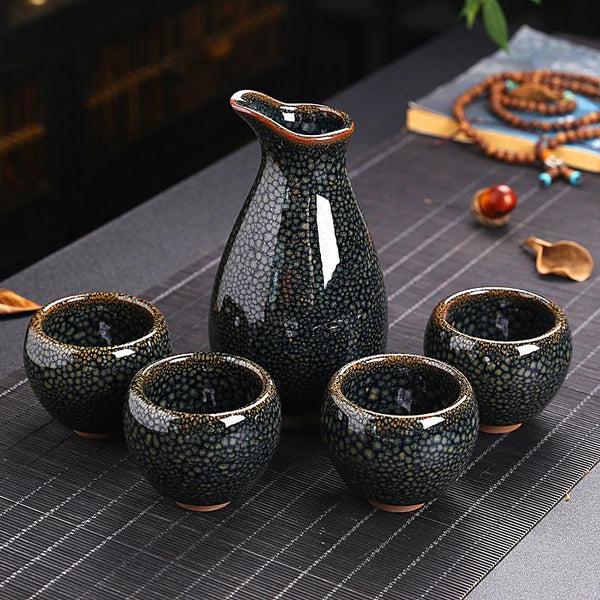 Handmade Glazed Sake Sets – Tenmokus